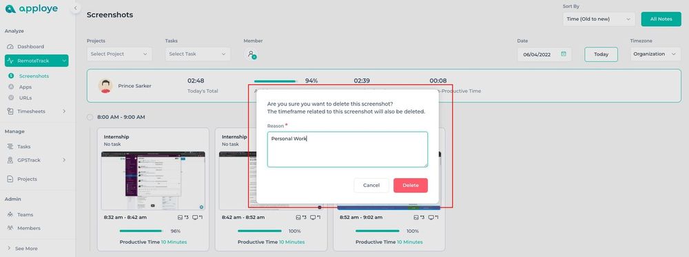 How to delete screenshots?