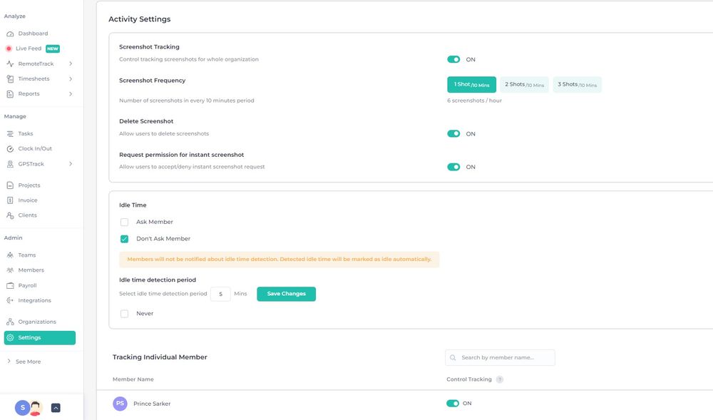 Activity Settings Overview